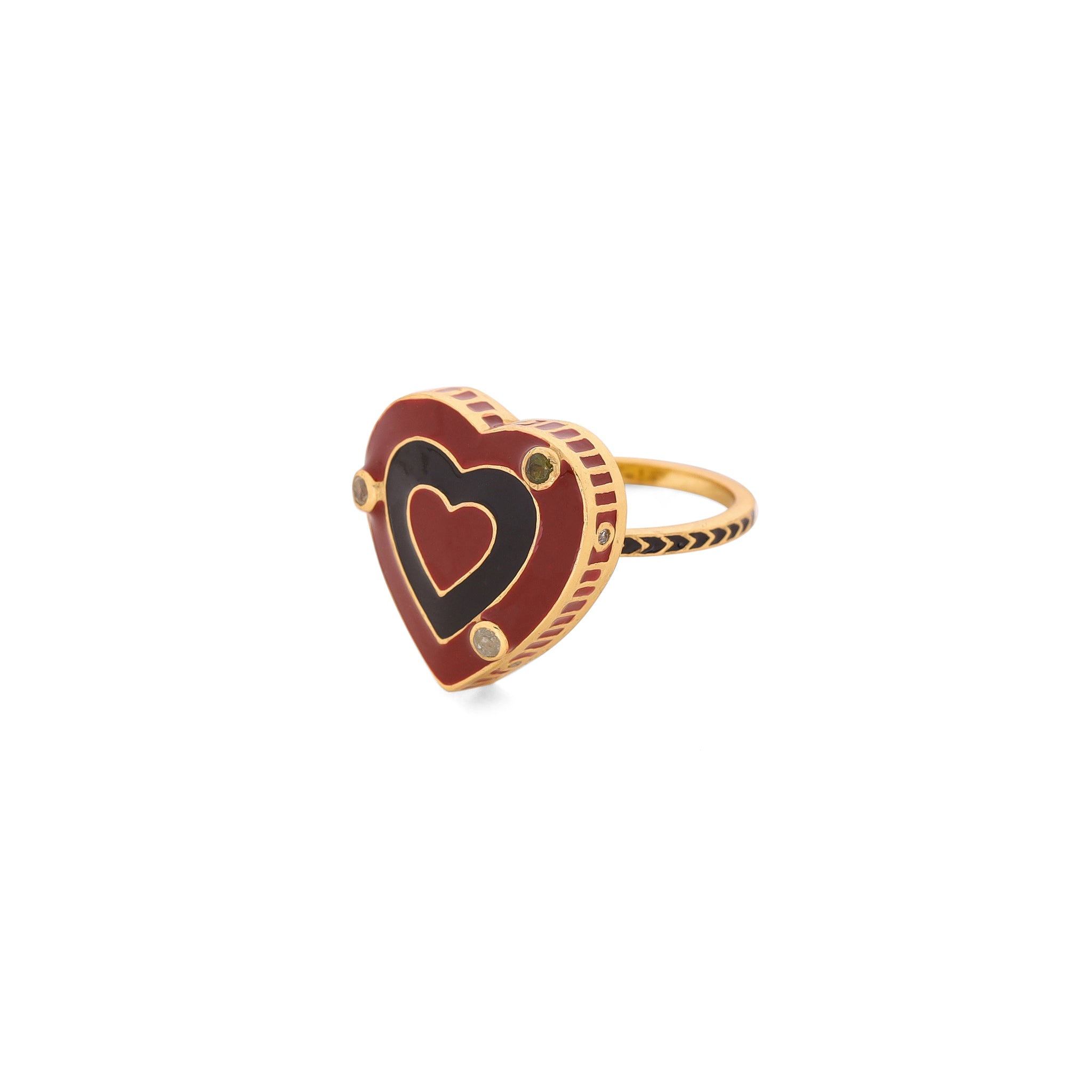 Buy Marsala & Black Heart Palma Ring - Azga