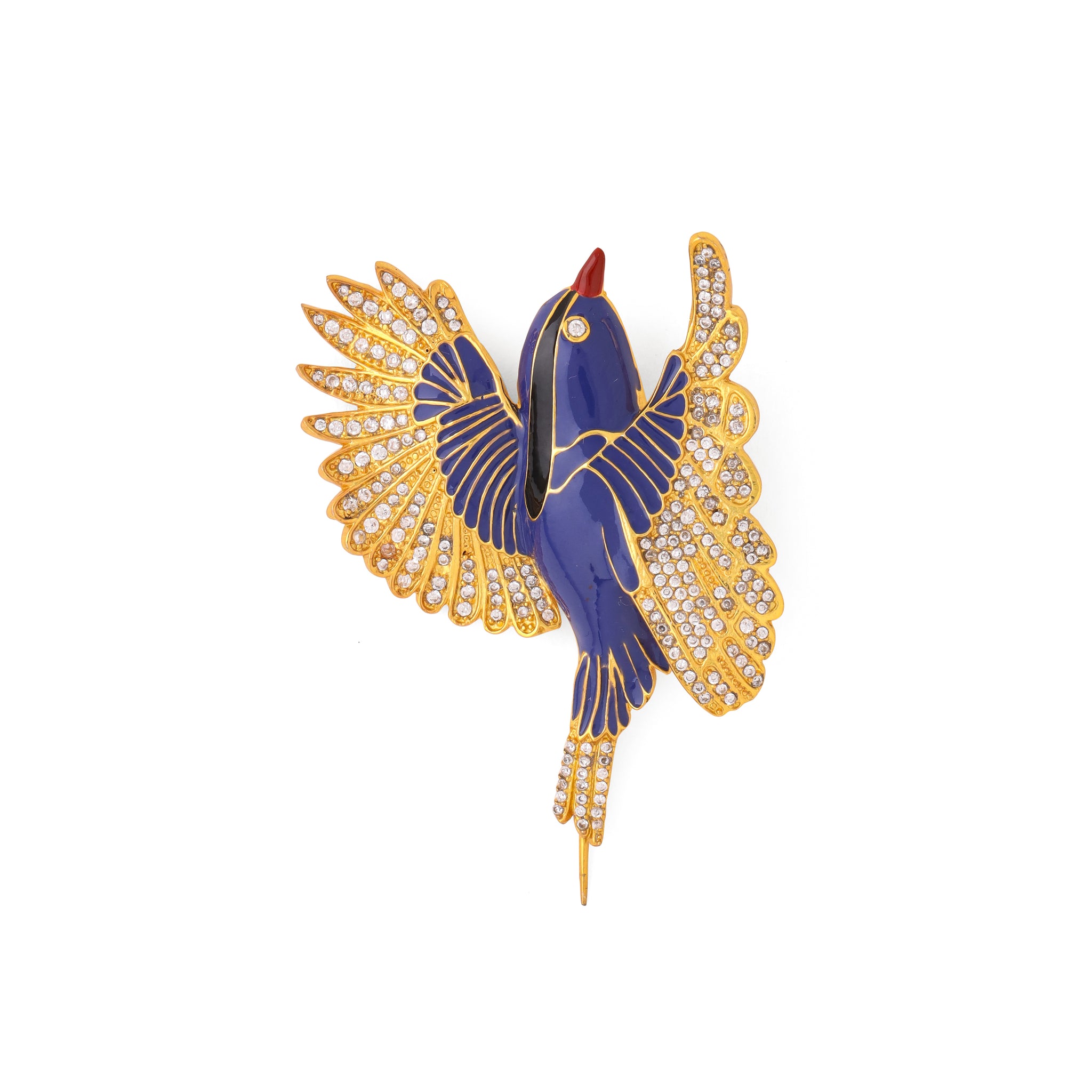 Buy Gold & Blue Hope Bird Brooch - Azga