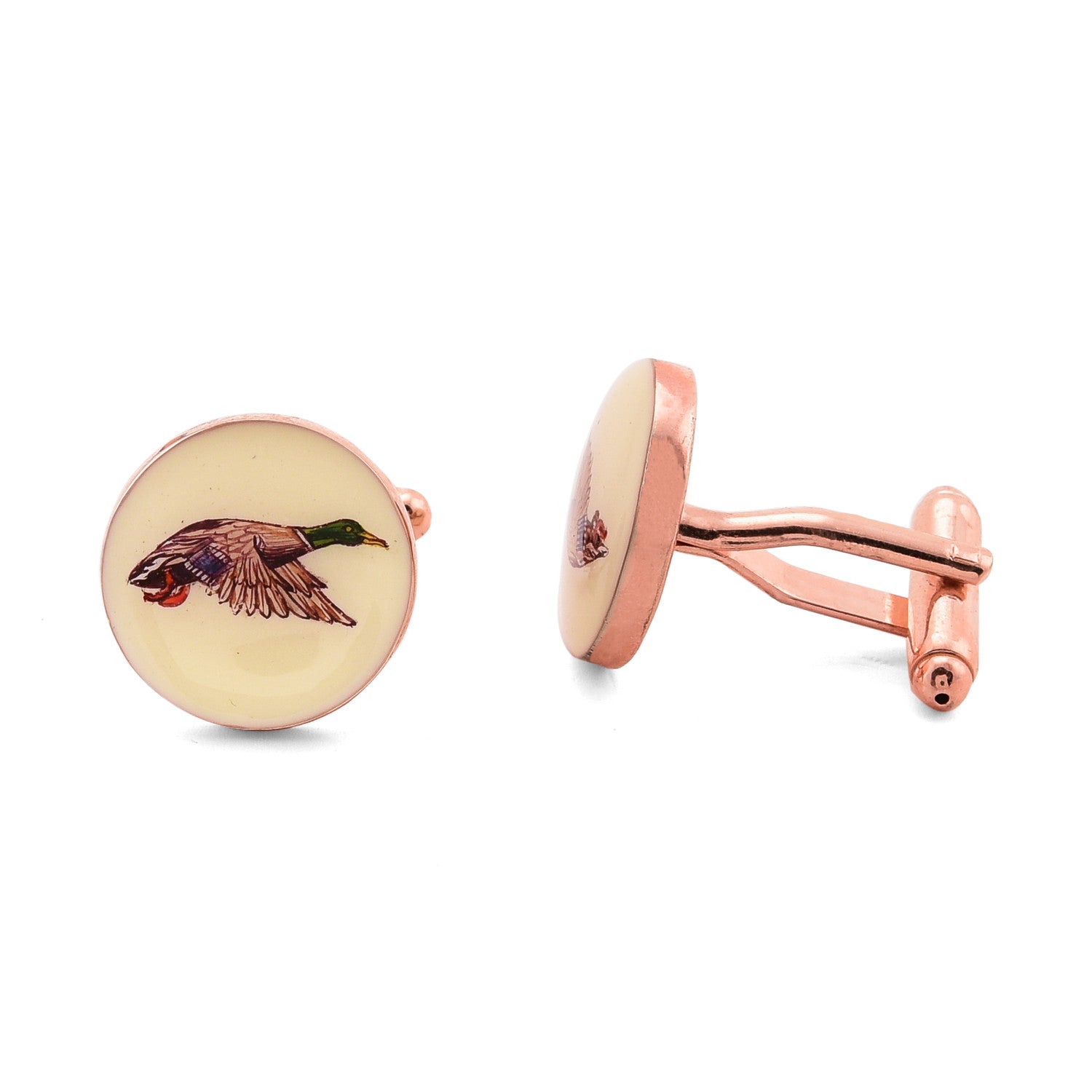The Flying Mallard enamel gifts for men, handcrafted cufflinks artistic ...