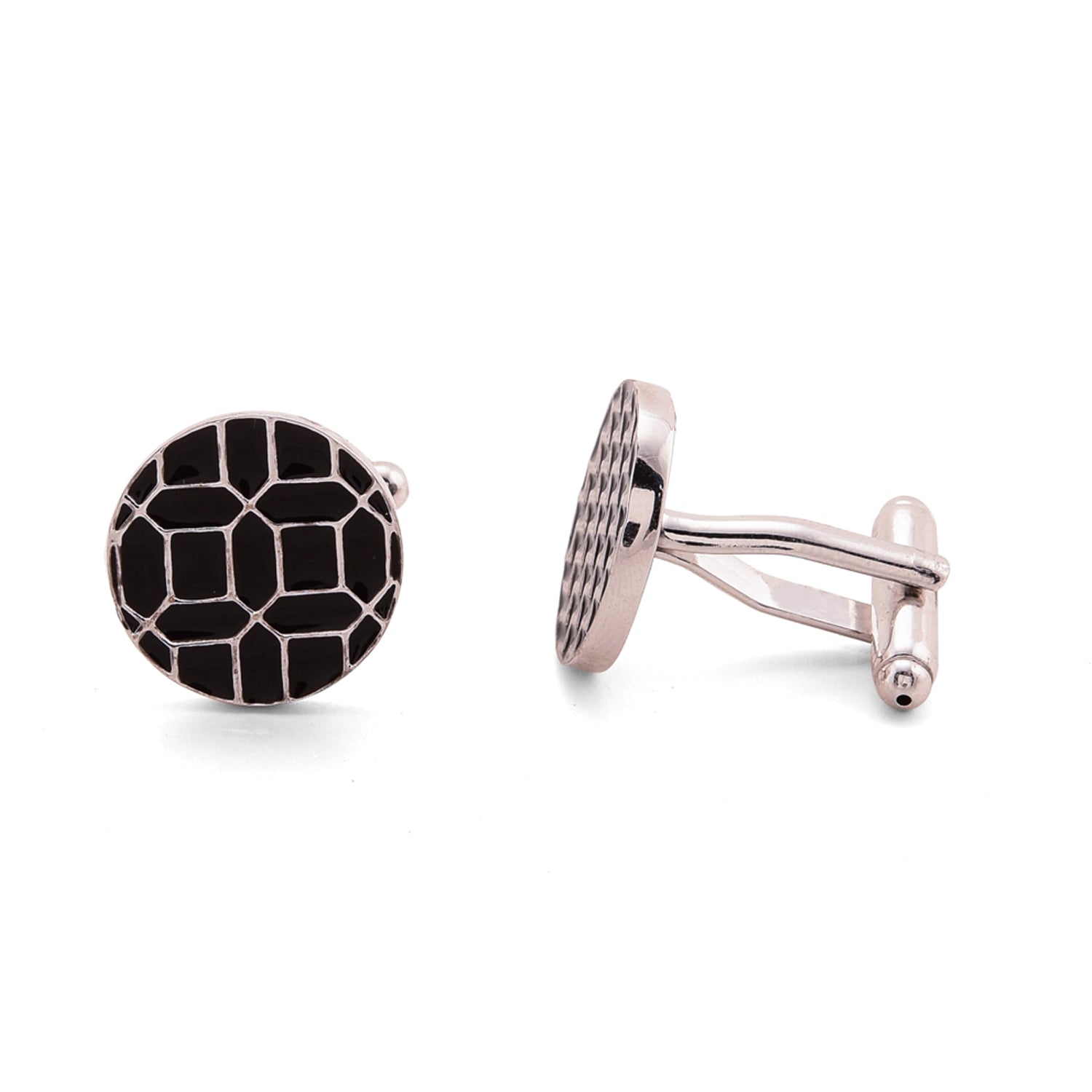 Geometry cufflinks - Black art deco Enamel handcrafted Brass Engraved ...