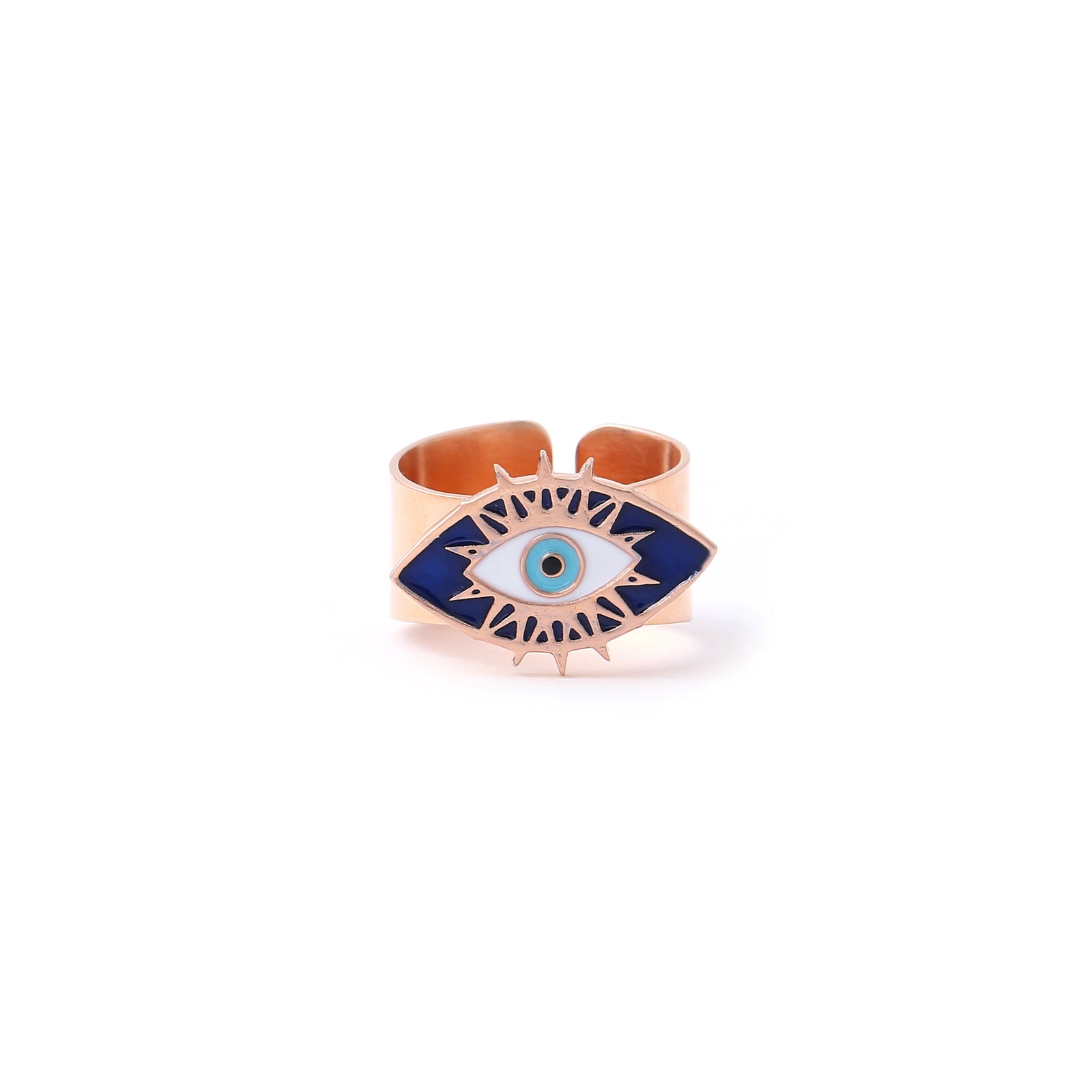 Buy Rose Gold Evil Eye Adjustable Ring - Azga