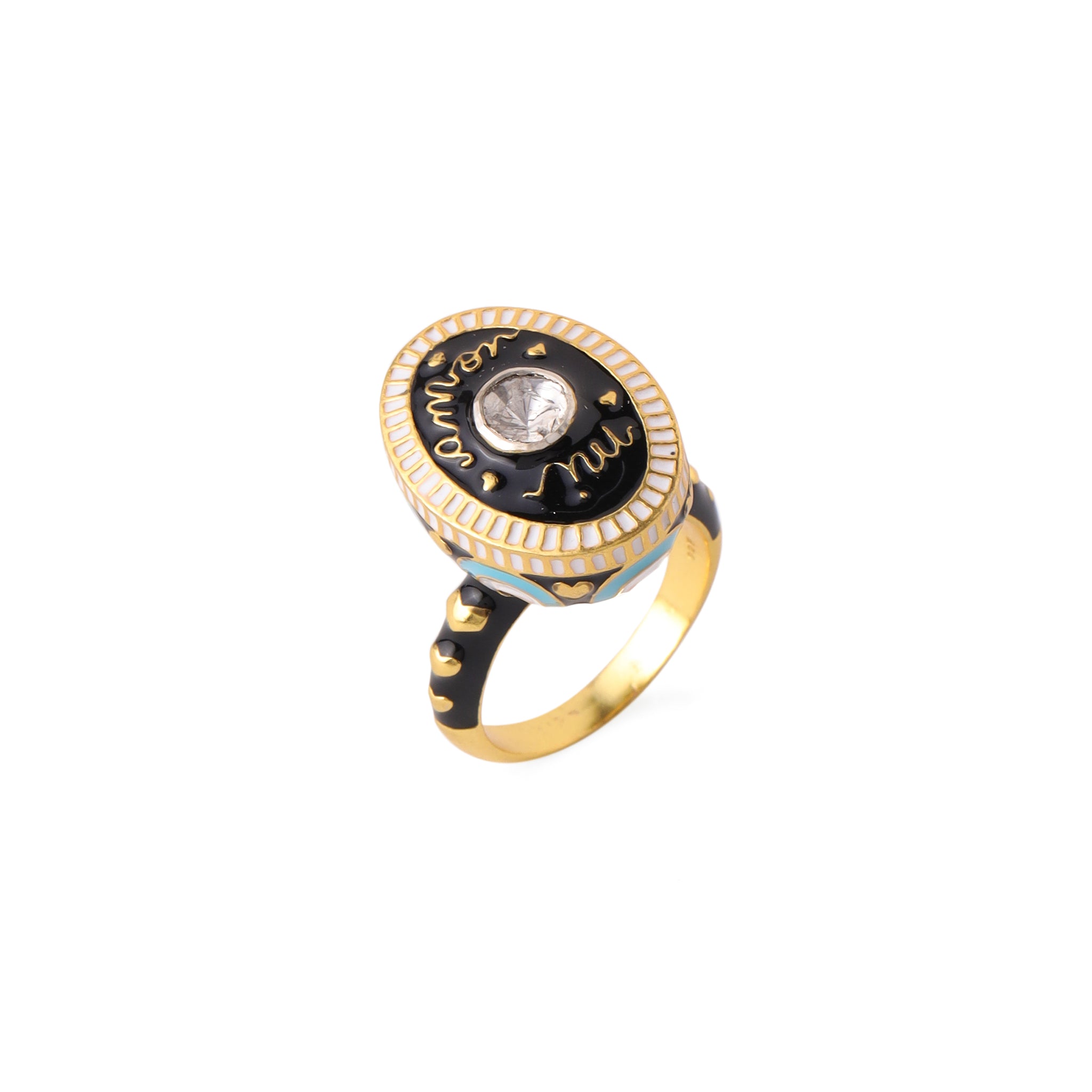 Buy Turquoise & Black Mi Amor Ring - Azga