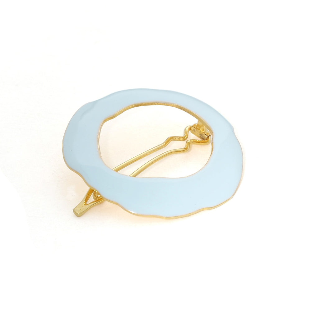 Organic round hair clip - Ice blue ethically handcrafted enamel ...