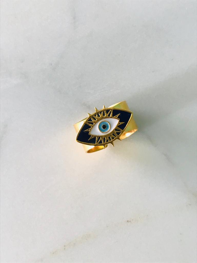 Evil eye adjustable ring - Gold – AZGA