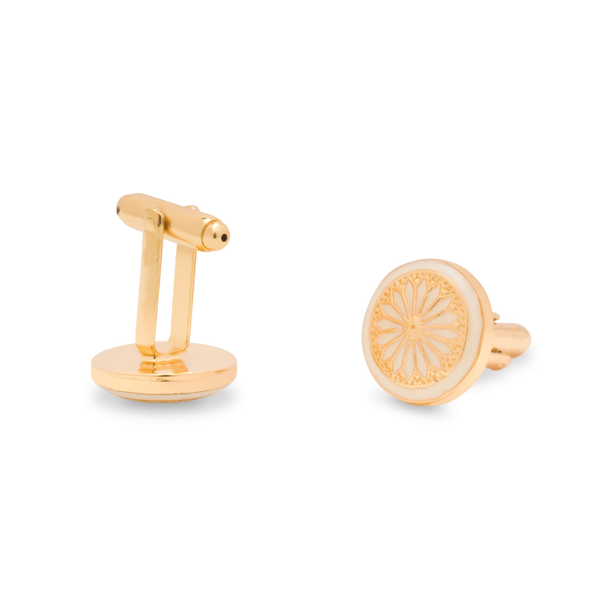 The Kutch Cufflinks - Ivory Enamel Brass Engraved Groomsmen Cufflinks ...